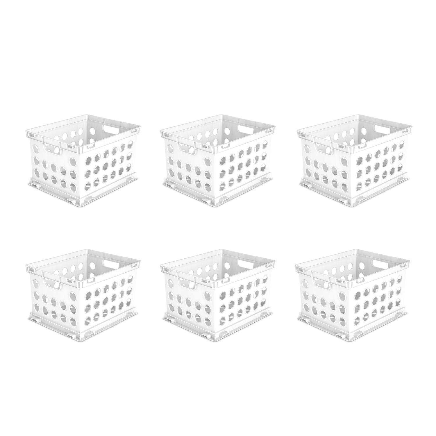 Sterilite Stackable File Storage Crate Organizers with Handles, White ...