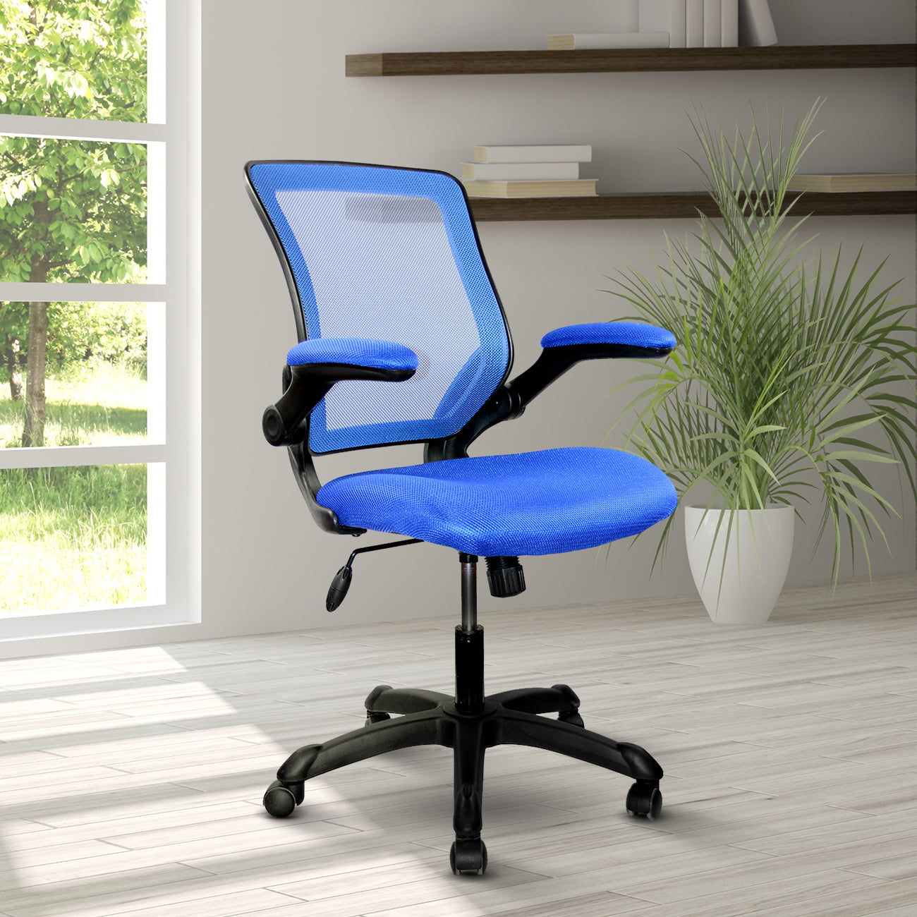 Mesh Task Office Chair with Flip Up Arms, Blue – SOLBREEZE