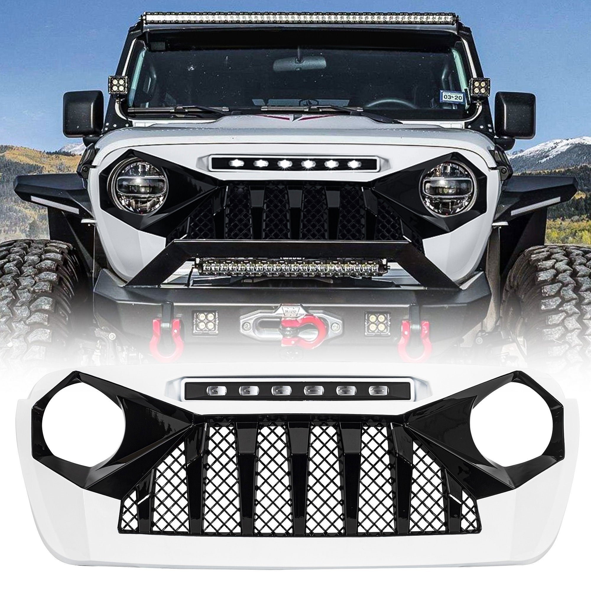 AMERICAN MODIFIED Demon Grille Compatible w/2018-2023 Wrangler JL & Gl ...
