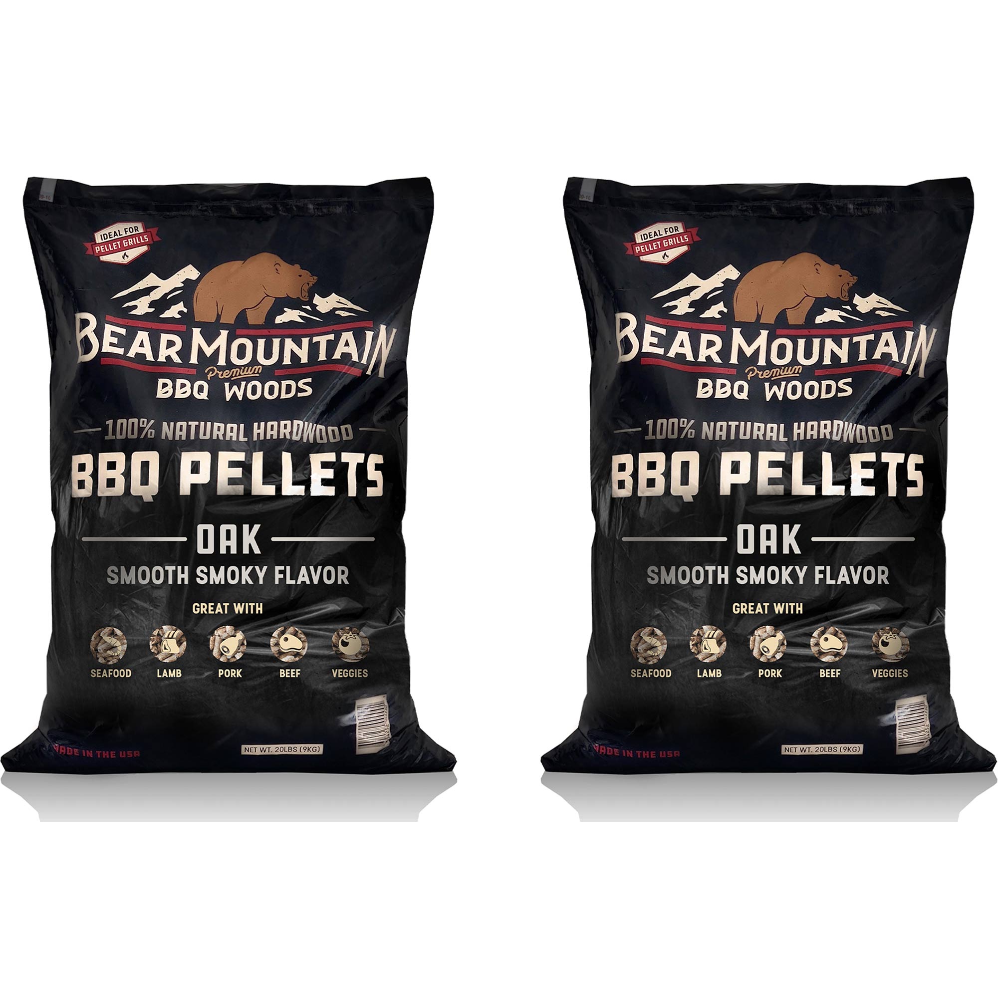 Bear Mountain BBQ All Natural Oak Hardwood Smoker Pellets, 40 Pounds ...