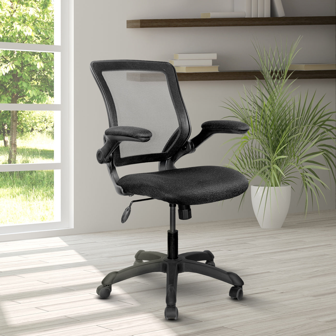 Mesh Task Office Chair with Flip-Up Arms, Black – SOLBREEZE