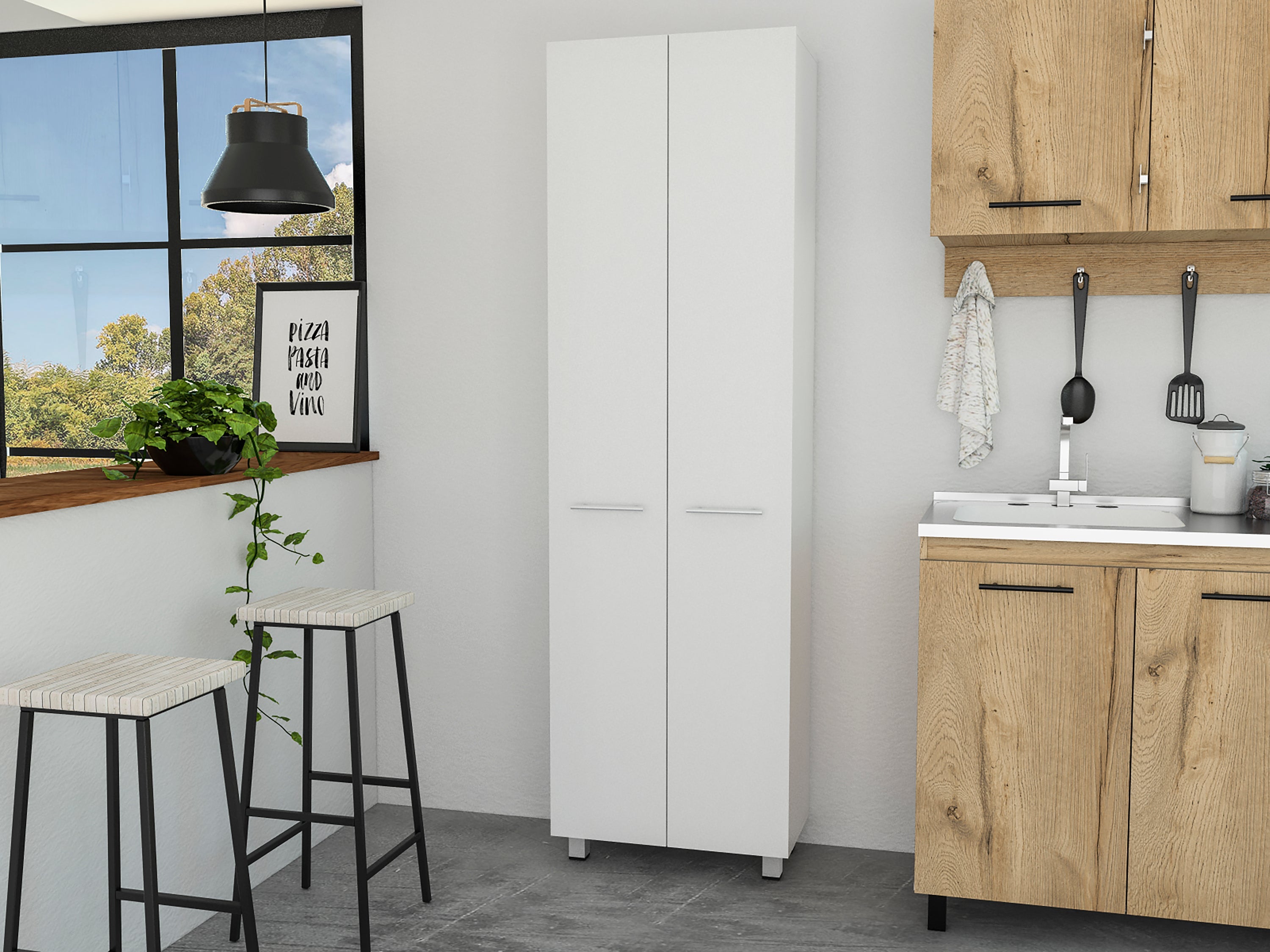 Nalani Rectangle Pantry Cabinet White – SOLBREEZE