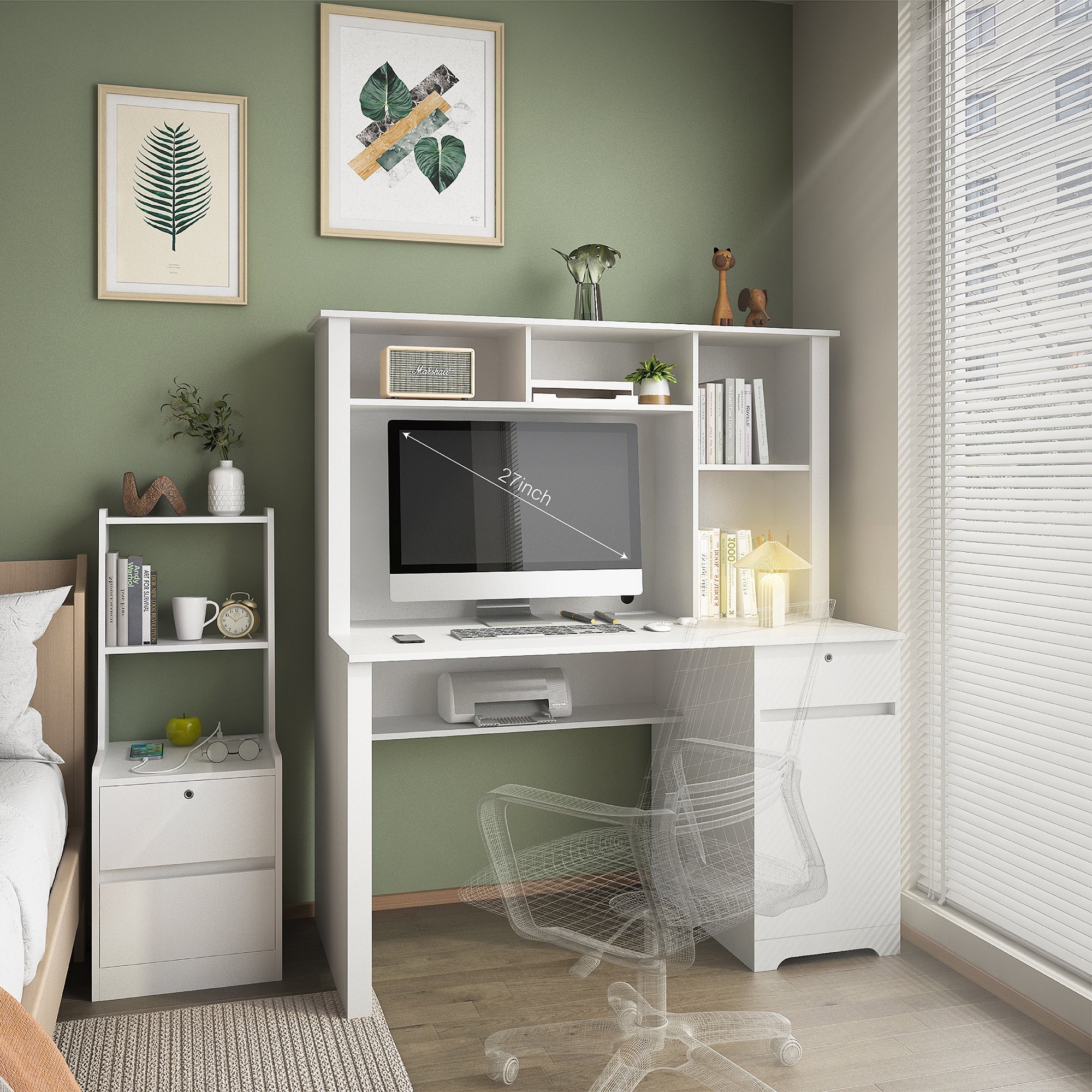 Home Office Desk, Storage Workbench with Charging Station – SOLBREEZE